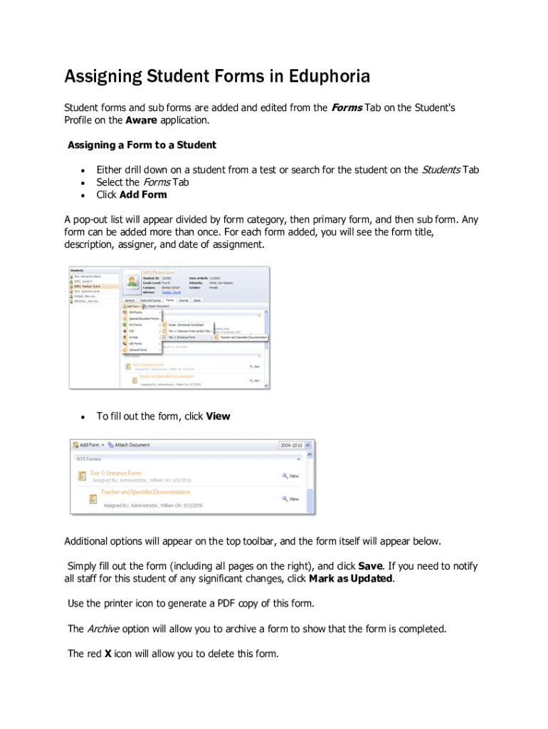Fillable Online Assigning Student Forms in Eduphoria Fax Email Print ...
