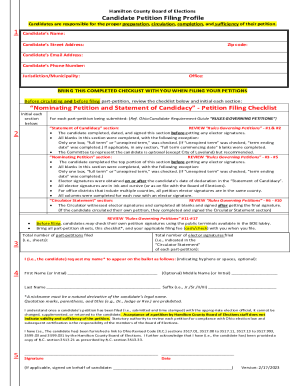 Fillable Online Candidate Petition Filing Profile Declaration of ...
