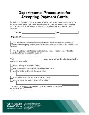 Fillable Online SECTION 17: Acceptance of Payment Cards (Credit and ...