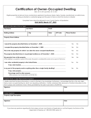 Fillable Online Certificate of Owner-Occupied Dwelling Fax Email Print ...