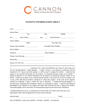 Fillable Online Patient Information Update Form - Summerville Fax Email ...