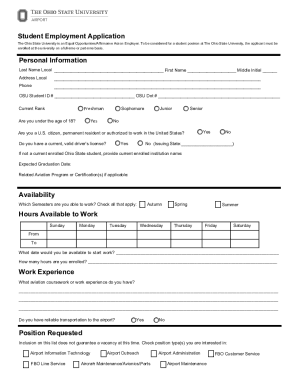 Fillable Online STUDENT EMPLOYMENT APPLICATION The Ohio State ... Fax ...