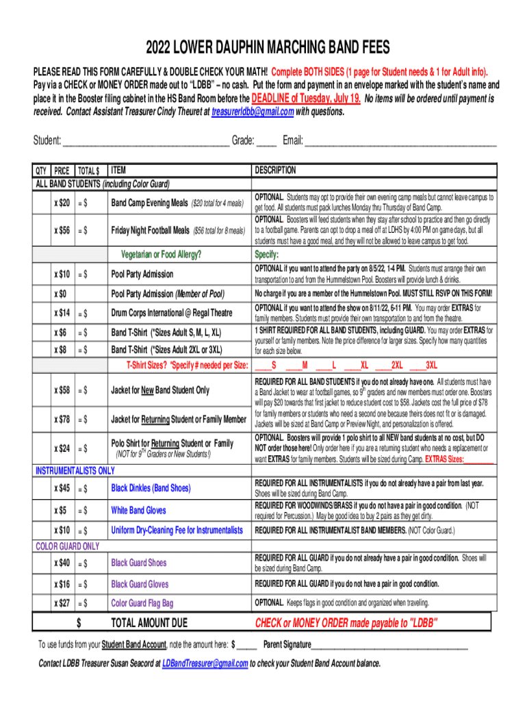 Fillable Online LD Band Boosters / LDBB Forms & Schedules Fax Email ...