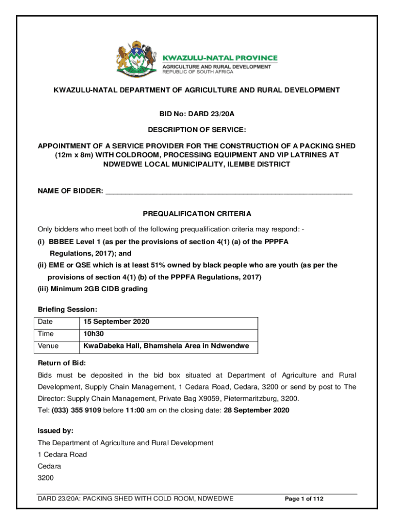 Fillable Online KZN DEPARTMENT OF AGRICULTURE AND ENVIRONMENTAL ... Fax Email Print - pdfFiller