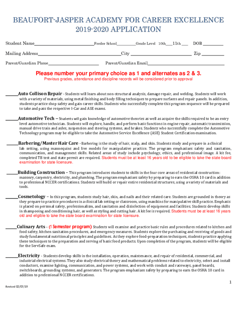 Fillable Online Beaufort-Jasper Academy for Career Excellence Career Fair Fax Email Print ...