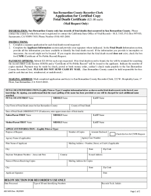 Fillable Online Request a Certificate - Public Health - San Bernardino ...