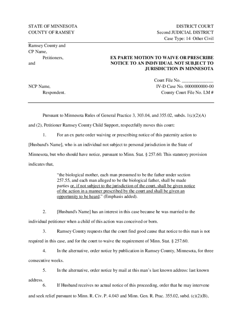 Fillable Online State ex Rel. v. District Court of Ramsey County Fax Email Print - pdfFiller