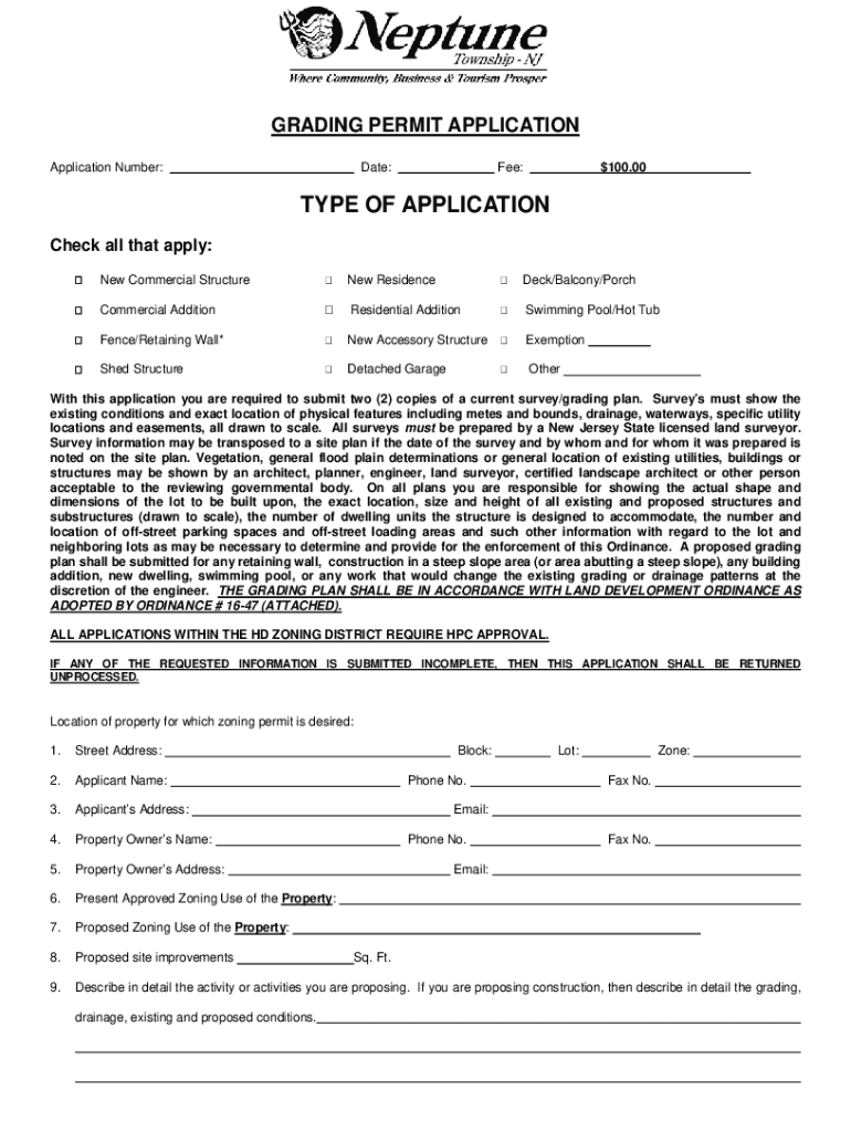 Fillable Online Grading Permit Application Information Sheet Fax Email ...