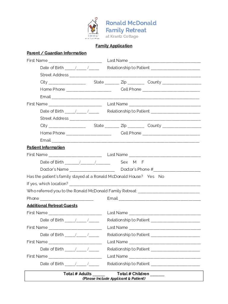 Fillable Online Family Retreat Online Application Fax Email Print ...