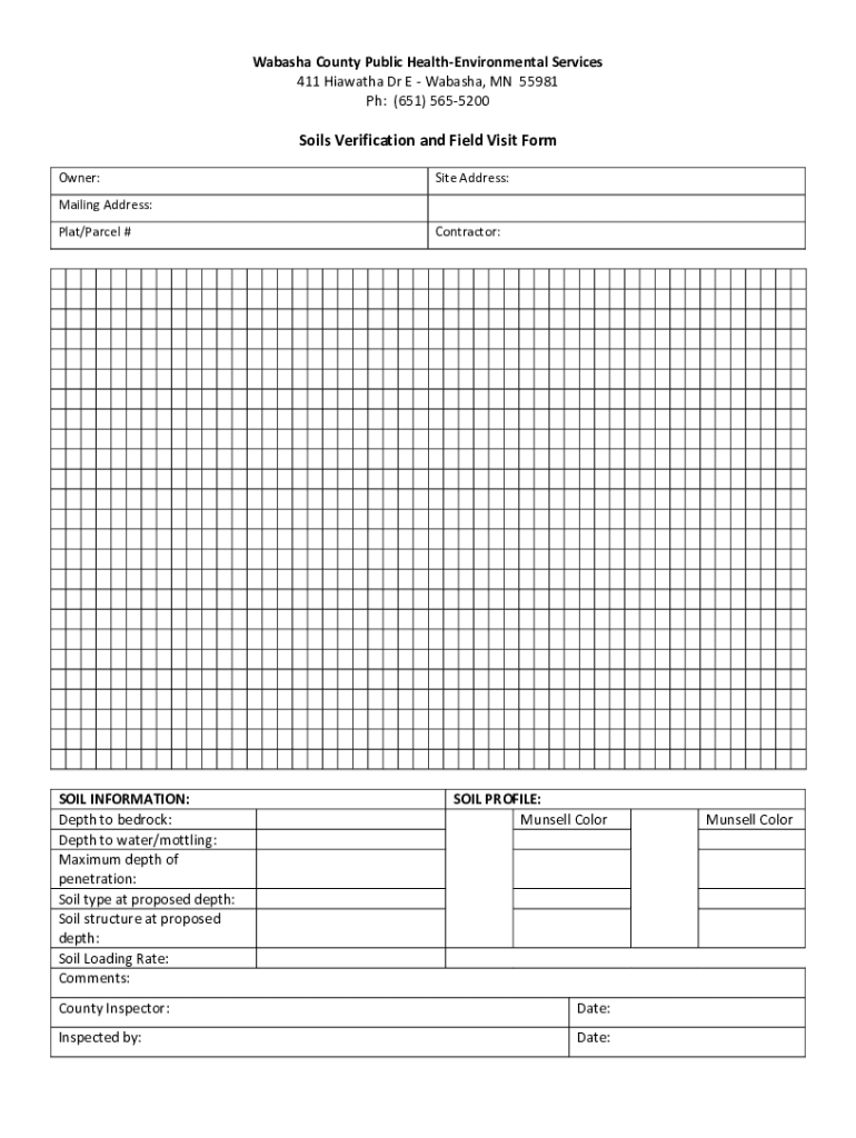 Fillable Online Wabasha County Soil Verification and Field Visit Form ...