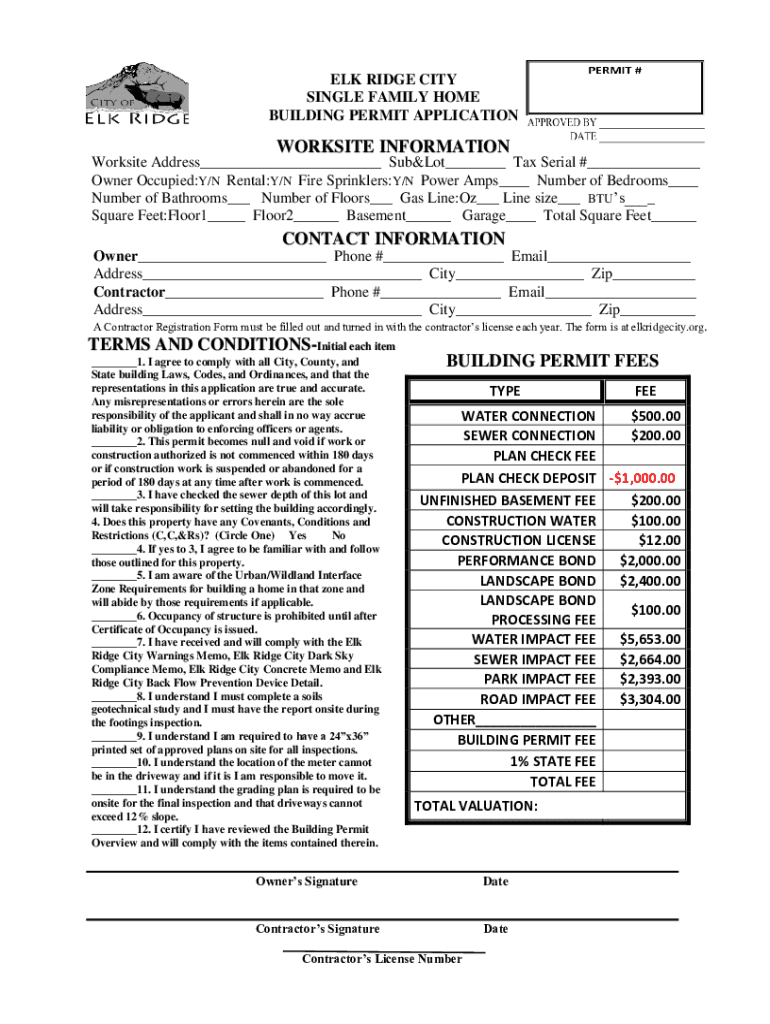 Fillable Online Elk Ridge City Basement Building Permit Application Fax ...