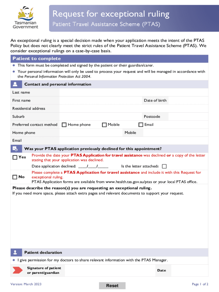 Fillable Online Request for exceptional ruling Fax Email Print - pdfFiller