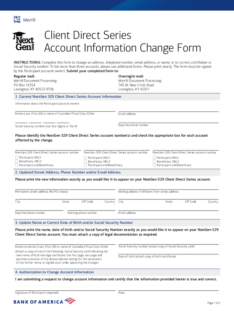 Fillable Online Client Direct Series Account Information Change Form ...
