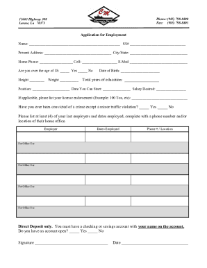 Fillable Online pre-employment application form - Larose Fax Email ...