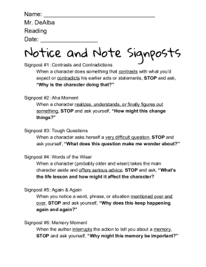 Fillable Online What Are The Notice And Note Signposts? Fax Email Print ...