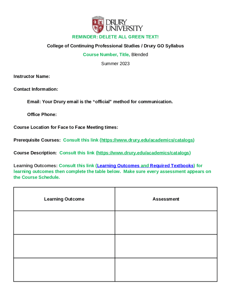 Course Syllabus Submission Doc Template | pdfFiller