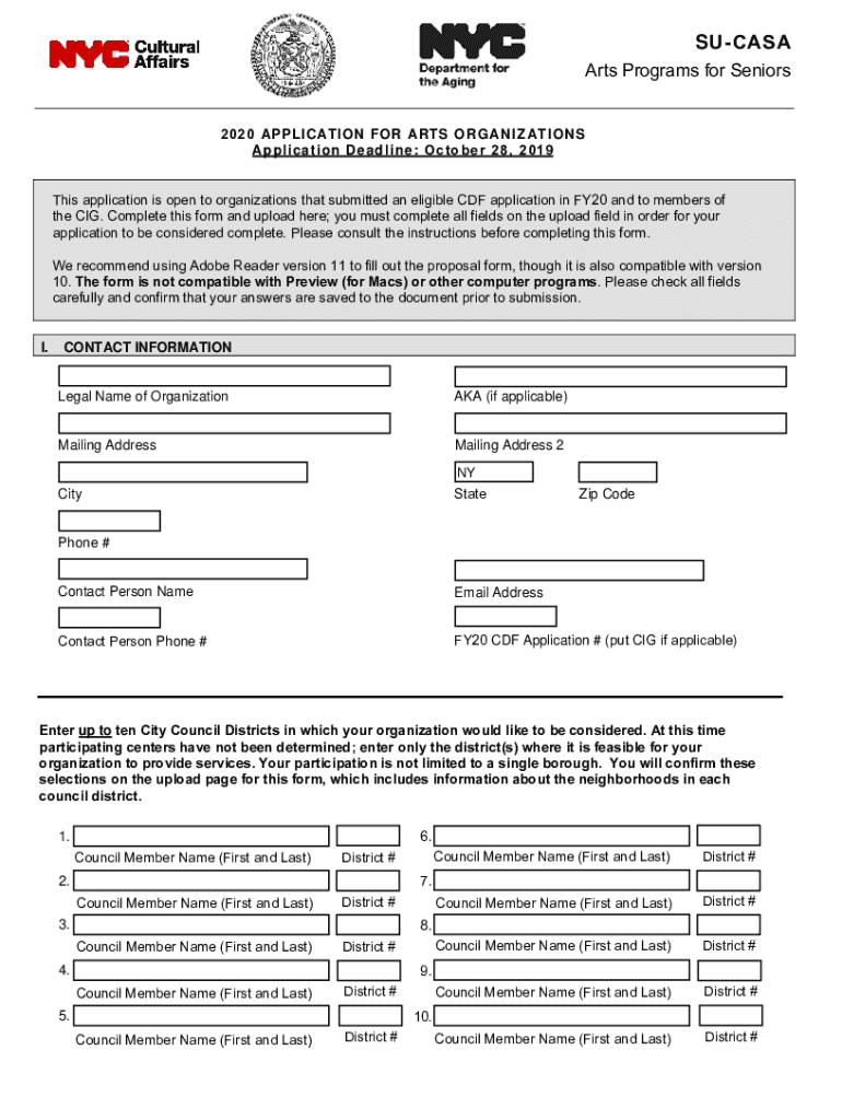 Fillable Online FY20 SU-CASA Application. FY20 SU-CASA Application Fax ...