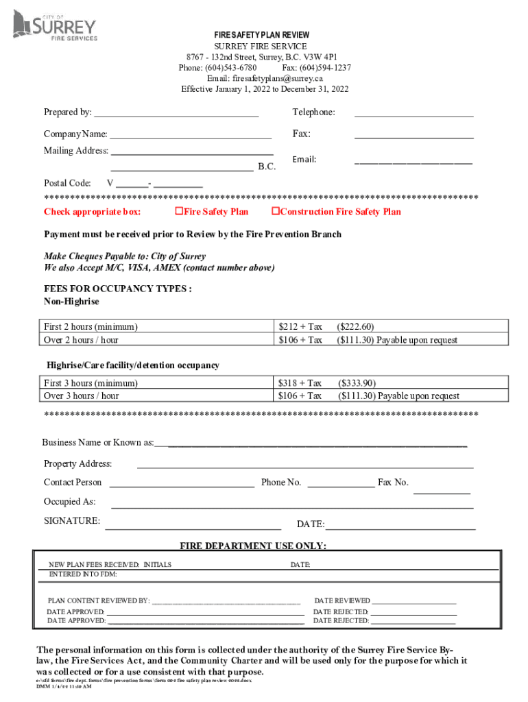 Fillable Online Fillable Online Fire Safety Plan Review Form 2019 ...