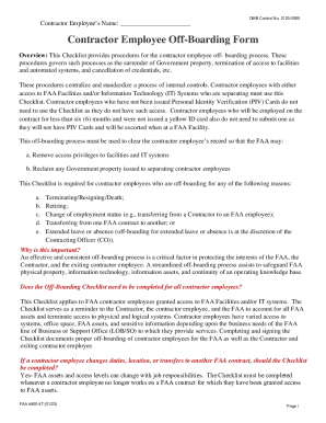 Fillable Online Contractor Off Boarding Checklist. Contractor Off Boarding Checklist Fax Email ...