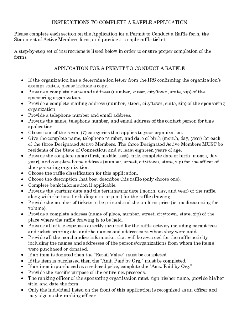 Fillable Online Page 1 of 5 - Sample Raffle Application Instructions ...