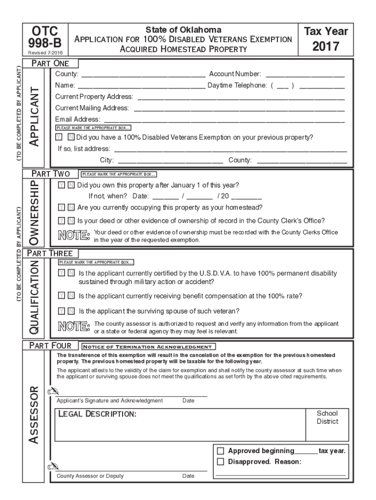 Fillable Online 2022 Form 998-B Application for 100% Disabled Veterans ...