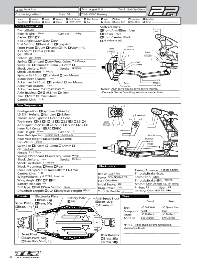 Fillable Online TLR 22 4d0 SR Setup Sheets.indd Fax Email Print - pdfFiller