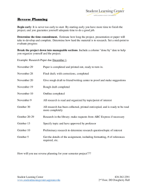 Fillable Online How Reverse Planning Can Help You Reach Your Goals Fax ...