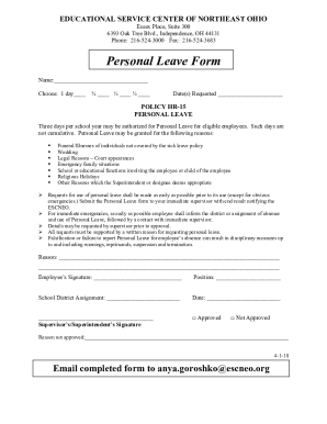 Fillable Online Personal Leave Form Fax Email Print - pdfFiller
