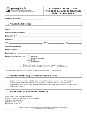 Fillable Online Advisory Council for the Dear and Hard of Hearing ...