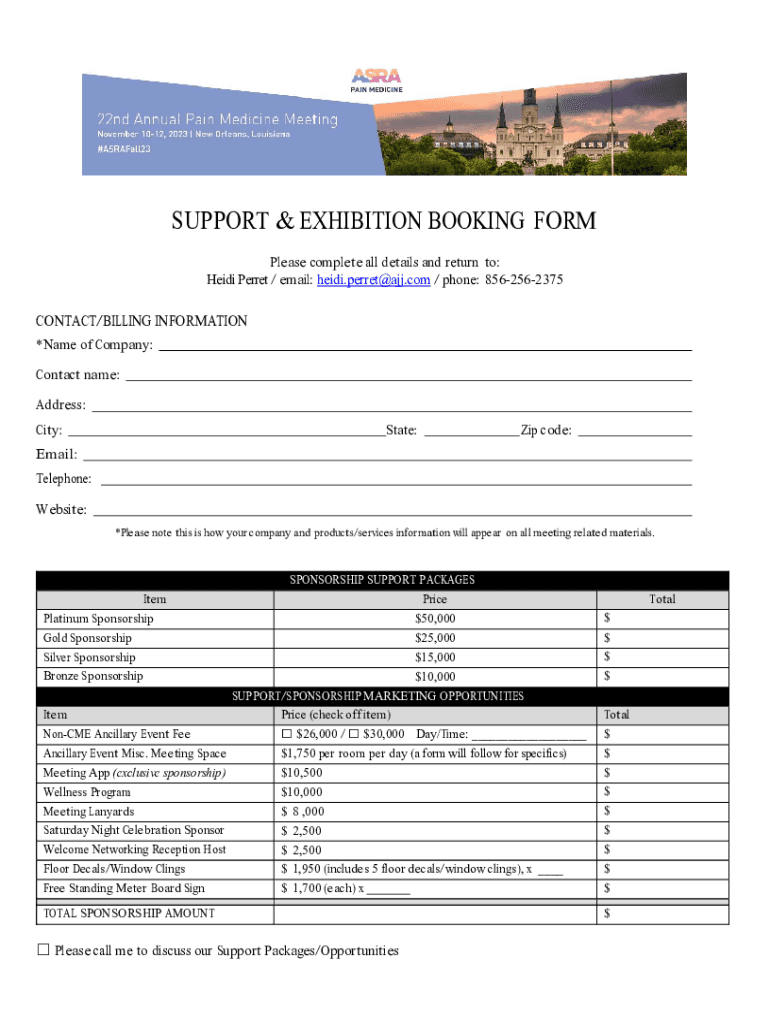 Fillable Online Support and Exhibition Prospectus & Booking Forms Fax Email Print - pdfFiller