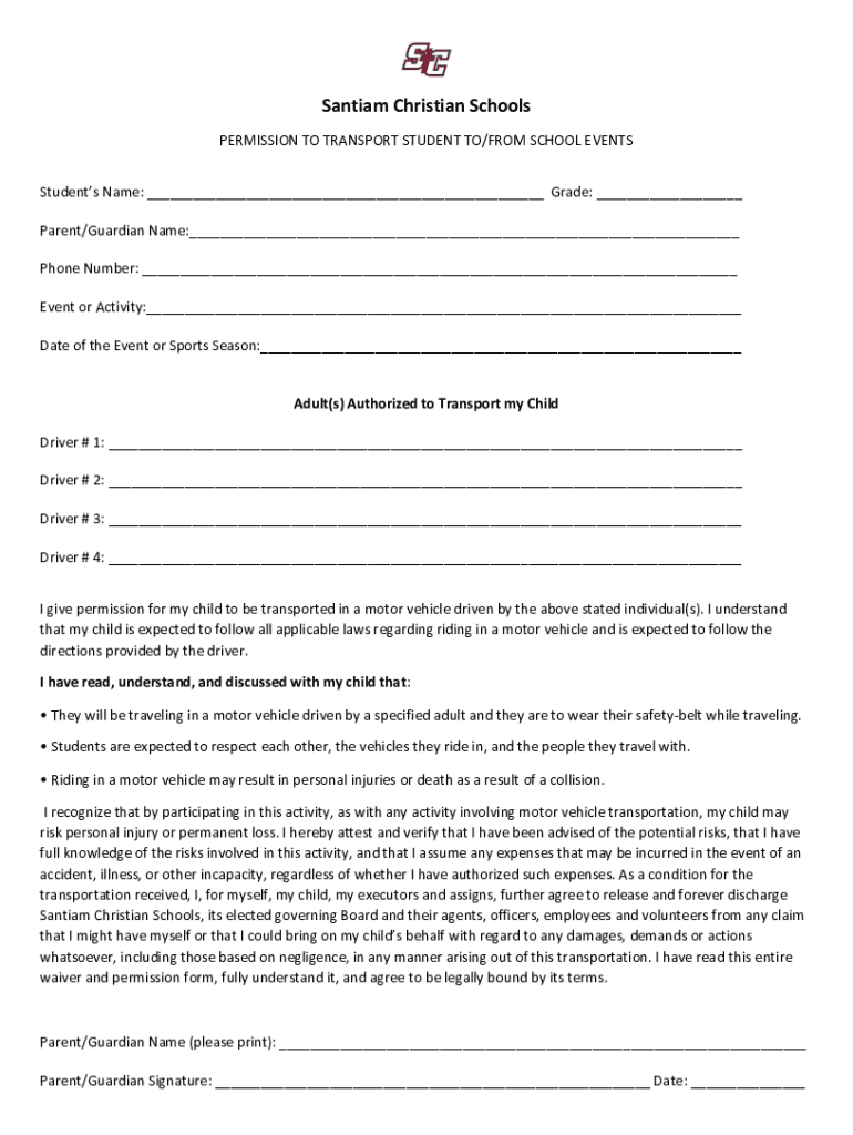 Fillable Online Student Permission to Ride Form Fax Email Print - pdfFiller