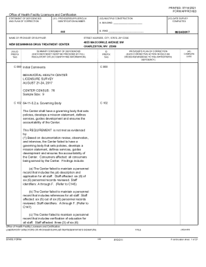 Fillable Online Statement Of Deficiencies And Plan Of Correction CMS ...