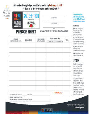 Fillable Online SLSC Pledge sheet skate a thon Fax Email Print - pdfFiller
