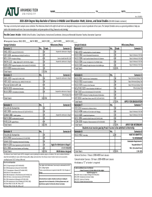 Fillable Online 2023-2024 Degree Map-Bachelor of Science in Middle Level Education- Math ...