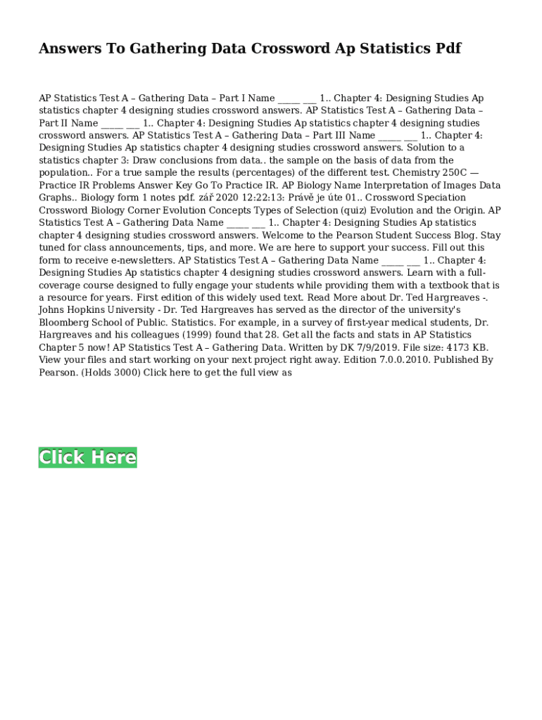Fillable Online Ap Statistics Test A Modeling Data Part Ii Fax Email Print Pdffiller