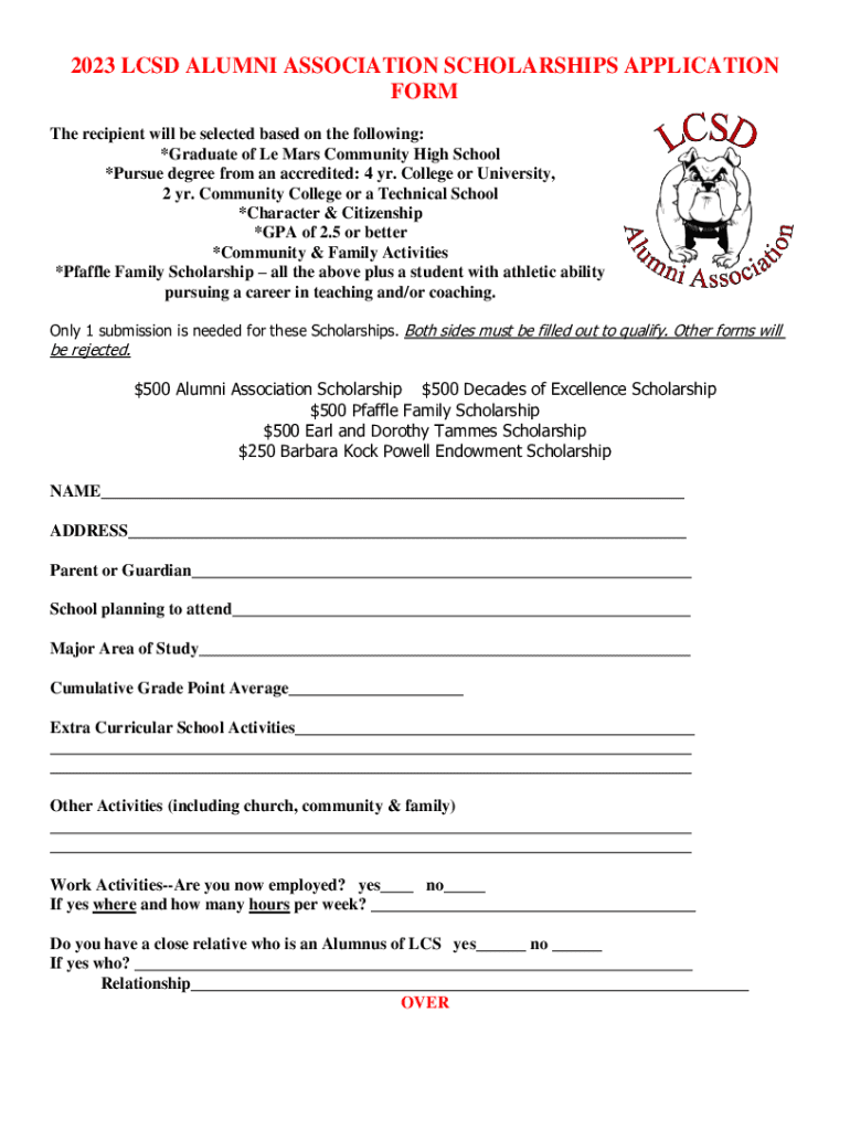 Fillable Online 2023 lcsd alumni association scholarships application ...
