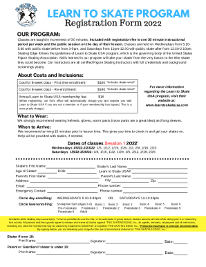 Fillable Online Learn to Skate REGISTRATION FORM 2022 Fax Email Print ...