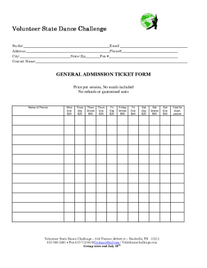 Fillable Online Get the free volunteer state dance challenge form Fax ...