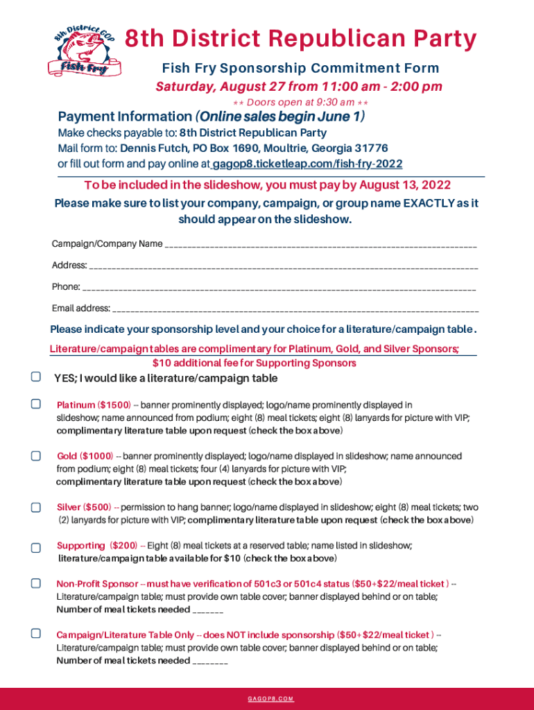 Fillable Online 8th District Republican Party Fax Email Print - pdfFiller