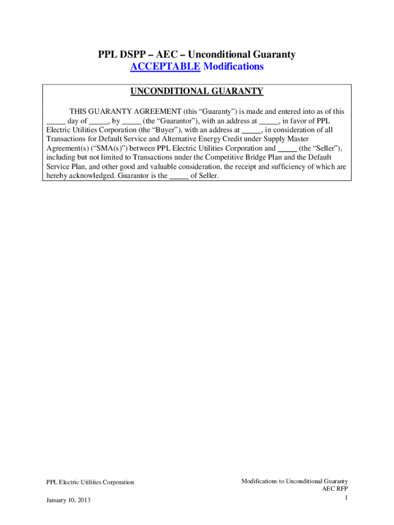 Fillable Online How to Guarantee Enforcement of a Guaranty Agreement ...