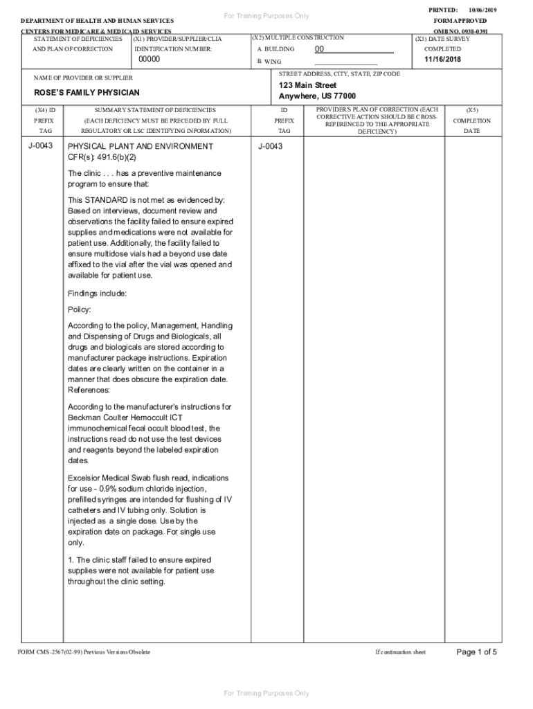 Fillable Online Rose's Family Physician POC. Plan of Correction Fax ...