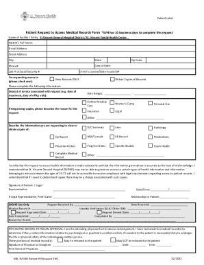 Fillable Online Patient Request to Access Medical Records Form *SVH ...