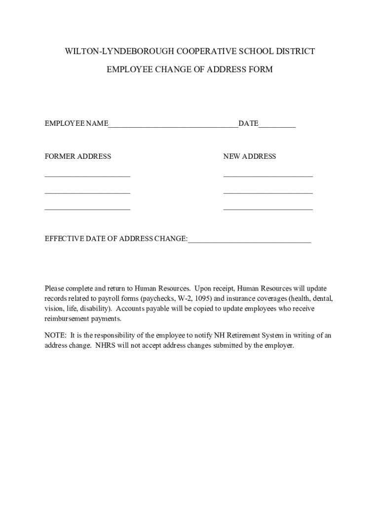 Fillable Online Employee Change of Address form Fax Email Print - pdfFiller