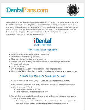 Fillable Online iDental Discount is a dental discount plan presented by ...