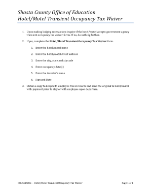 Fillable Online Hotel/motel transient occupancy tax waiver procedures ...
