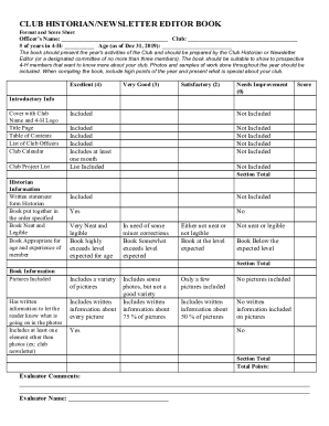 Fillable Online CLUB HISTORIAN/NEWSLETTER EDITOR BOOK Fax Email Print ...