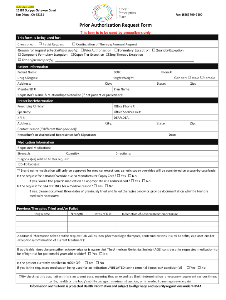 Fillable Online Scripps Health Plan Services - Authorization Request ...