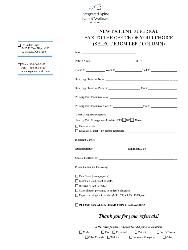 Fillable Online Dr. Goyle's Pain Perspective - Integrated Spine, Pain and ... Fax Email Print ...