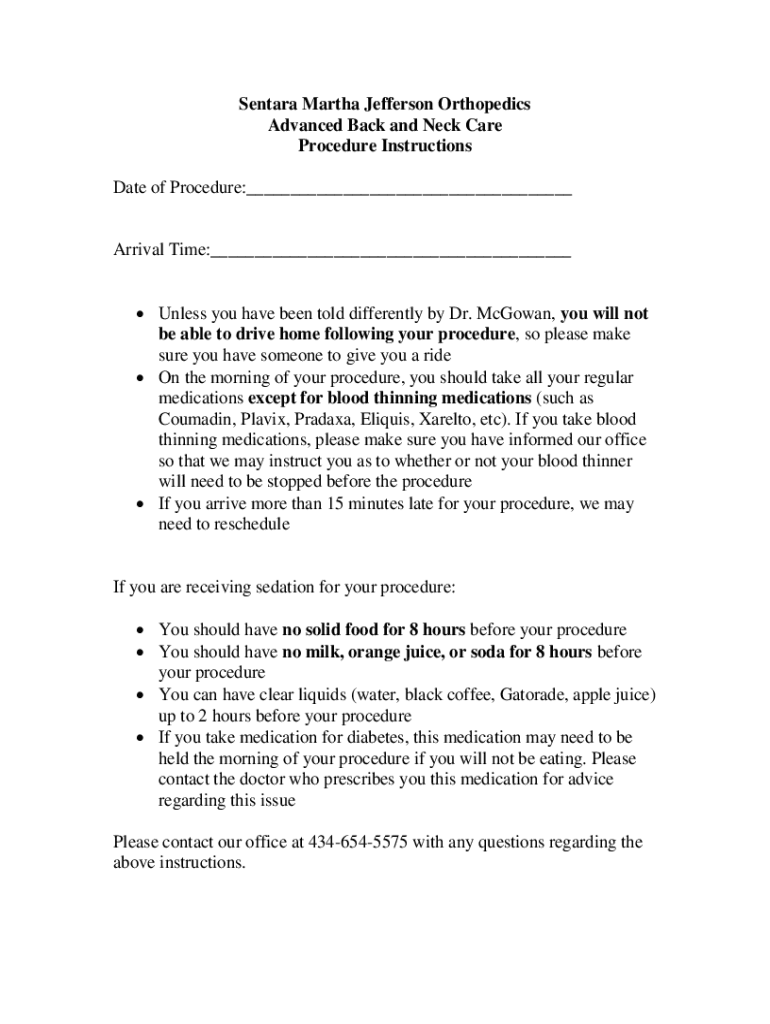 Fillable Online Sentara Martha Jefferson Orthopedic Services - North ...