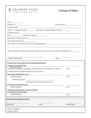 Fillable Online CALS Change of Major Form Fax Email Print - pdfFiller